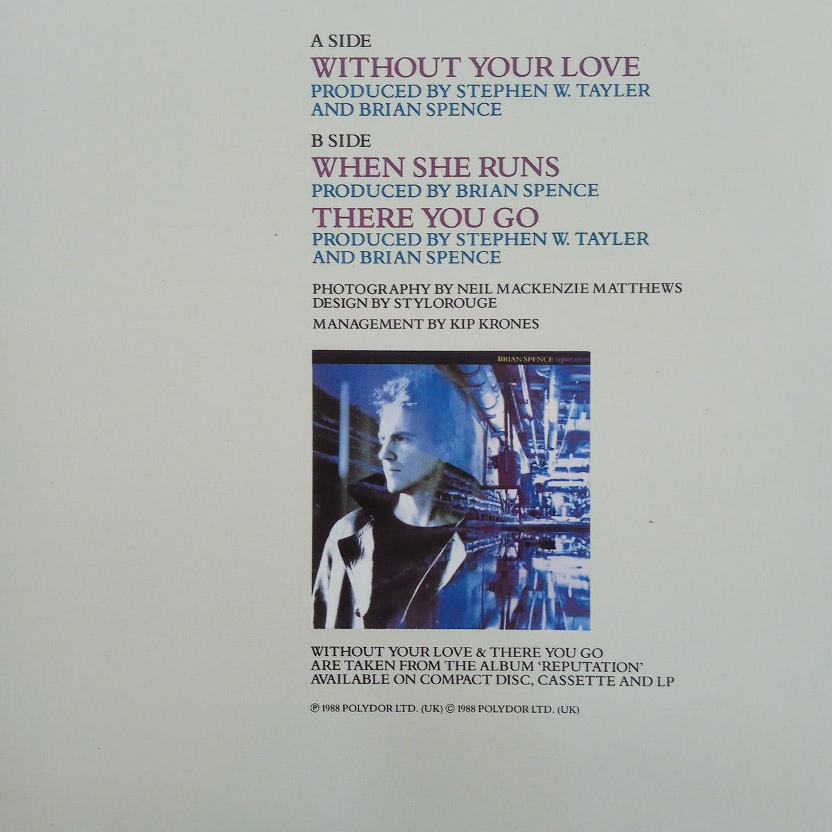 Brian Spence. Without Your Love. – Centro Musical