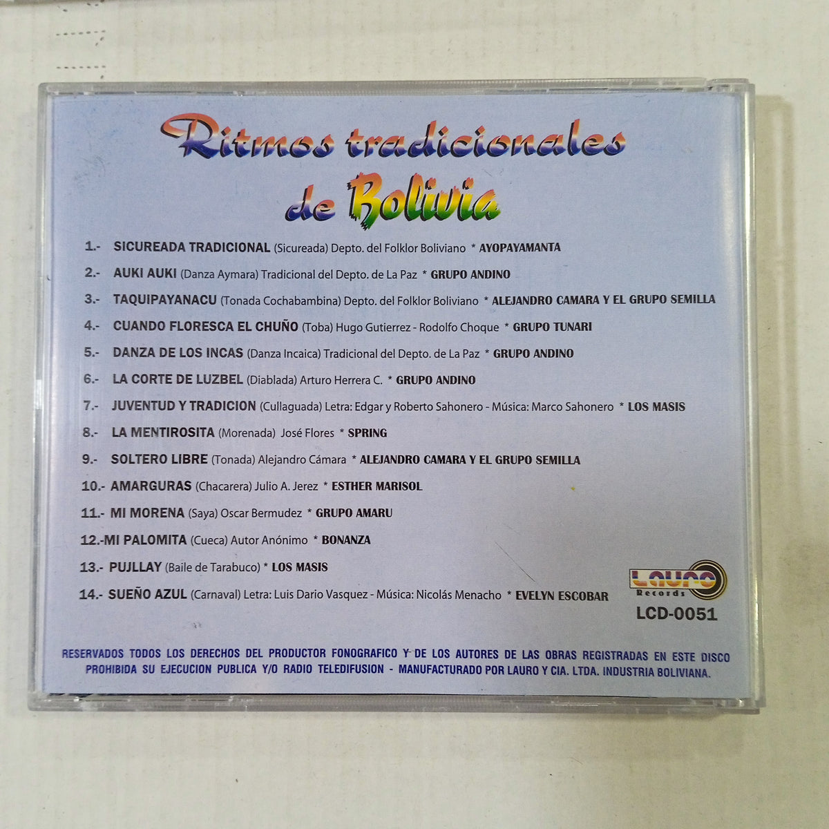 Ritmos Tradicionales De Bolivia. LCD.0051 – Centro Musical